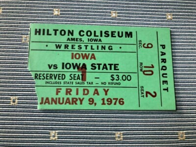 1976 Iowa Hawkeyes Iowa State Wrestling Ticket Stub Campbell Smith ...