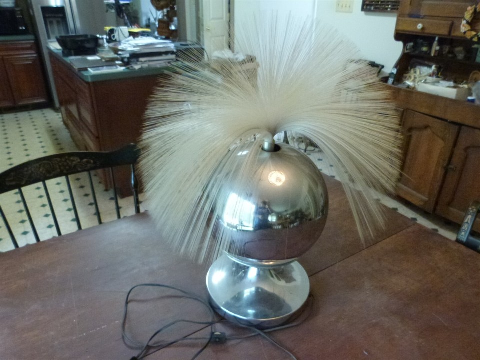 VINTAGE Chrome Sunburst 4000 FiberOptic Rotating Lamp Changing Colors ...