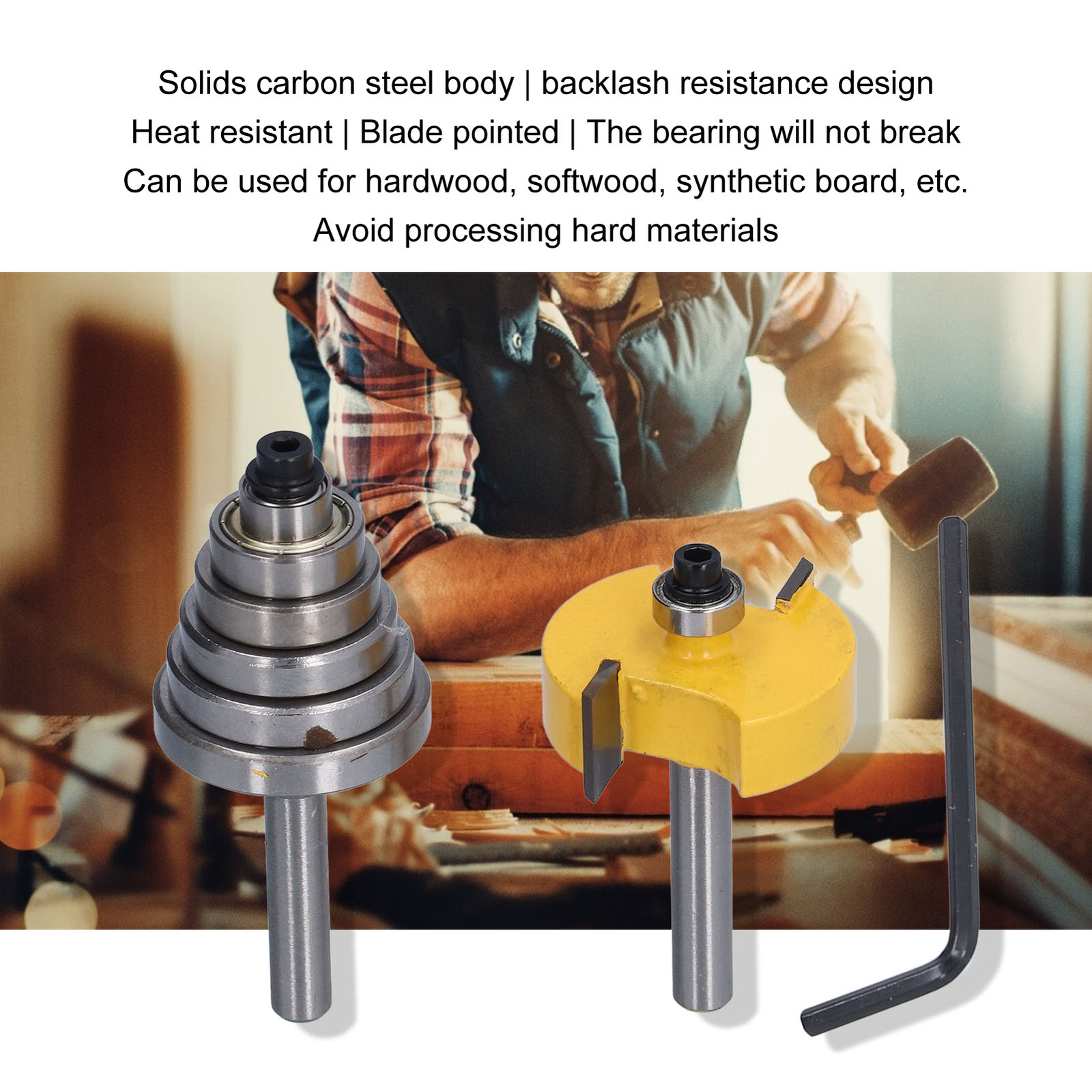 Rabbet Router Bit 1/4in Shank Milling Cutter Router Bits With Bearings ...