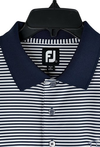 FootJoy FJ Mens Black White Stripe Golf Polo Logo Stonebriar Short ...