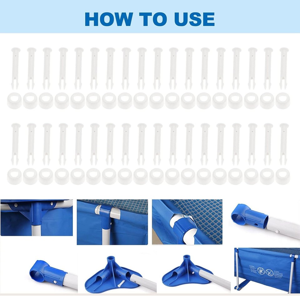 36Pcs Plastic Pool Joint Pins & Seals Compatible with 2.36 Inch, White ...