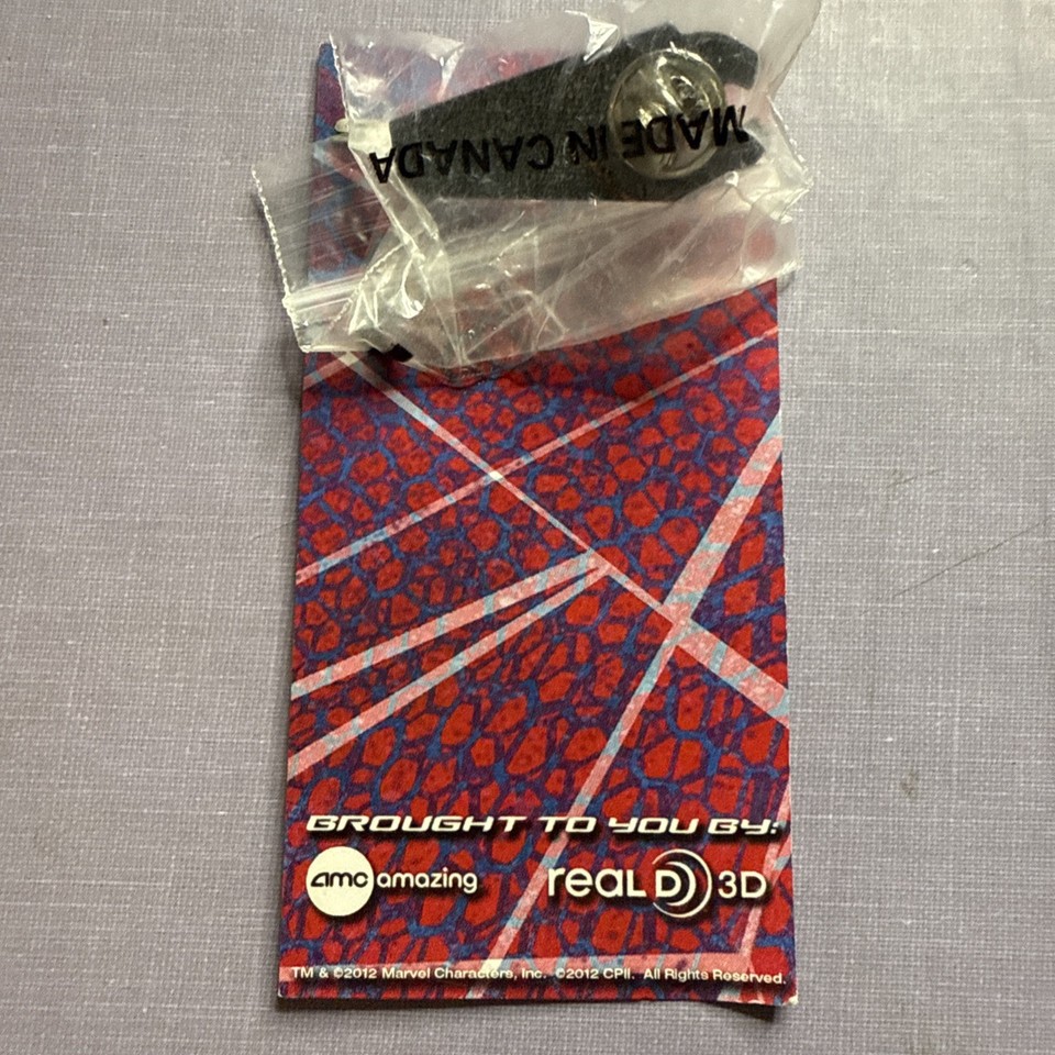 Amazing Spider-Man 2012 Movie AMC Real 3D Promo Collectible Pin w ...