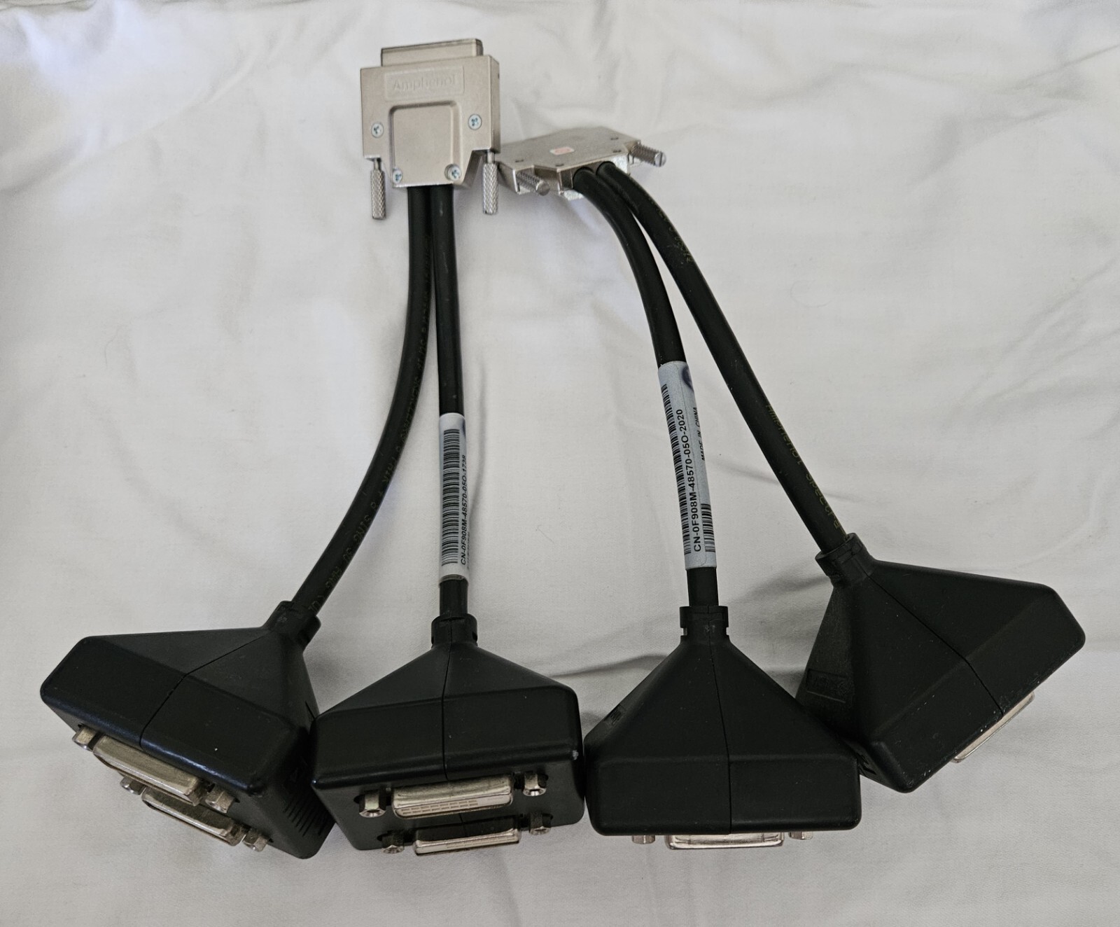 LOT OF 2 Genuine Dell NVIDIA Amphenol CN-0F908M QUAD DVI Splitter Cable ...