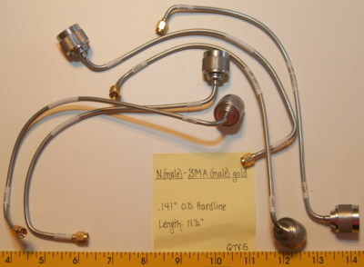 (5) N(Male) to SMA(Male) Gold 0.141" OD Hardline Cables 11.5" | eBay