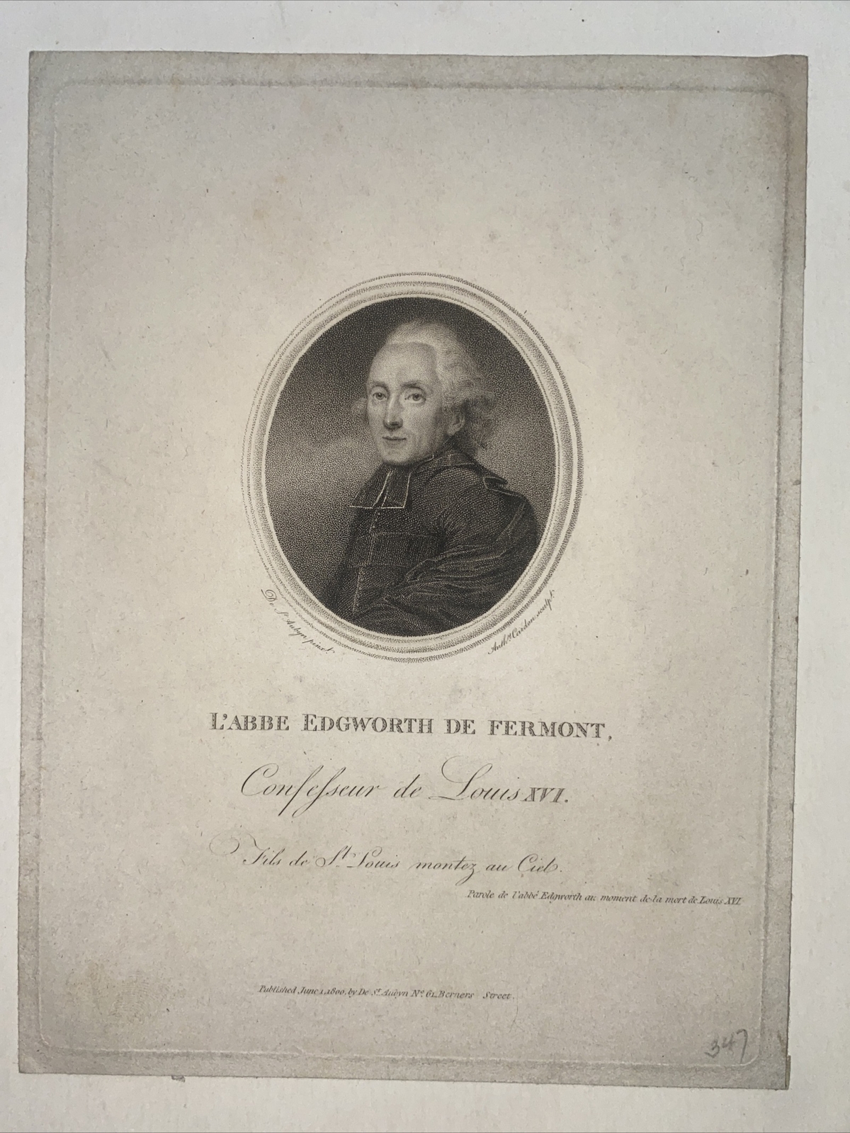 1800 French Revolution Henry Edgeworth of Fermont: confessor of King ...