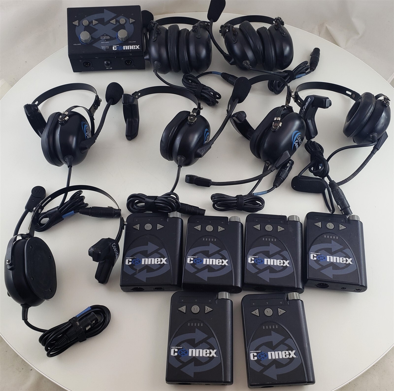 Mixed Lot CoachComm Connex Base 6 Headsets 6 Belt Units No PSU for ...