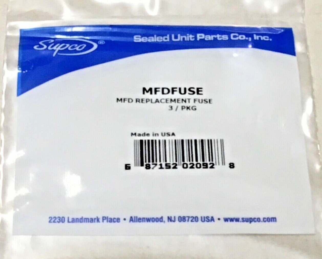 Genuine Supco MFDFUSE Replacement Fuse for MFD10 Capacitor (3-PACK of ...