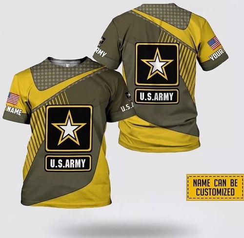 Custom Name US Army American Flag Shirt Military Soldier Veteran 3D T ...