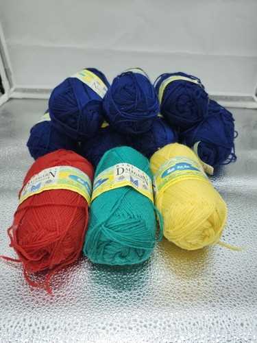 Lot of 10 Balls of DALE BABY ULL Machine Washable Wool Yarn Blue Red ...