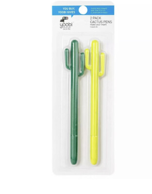 Yoobi-4ct Cactus Pens Green and Yellow Double Pack! 4 pens total! | eBay