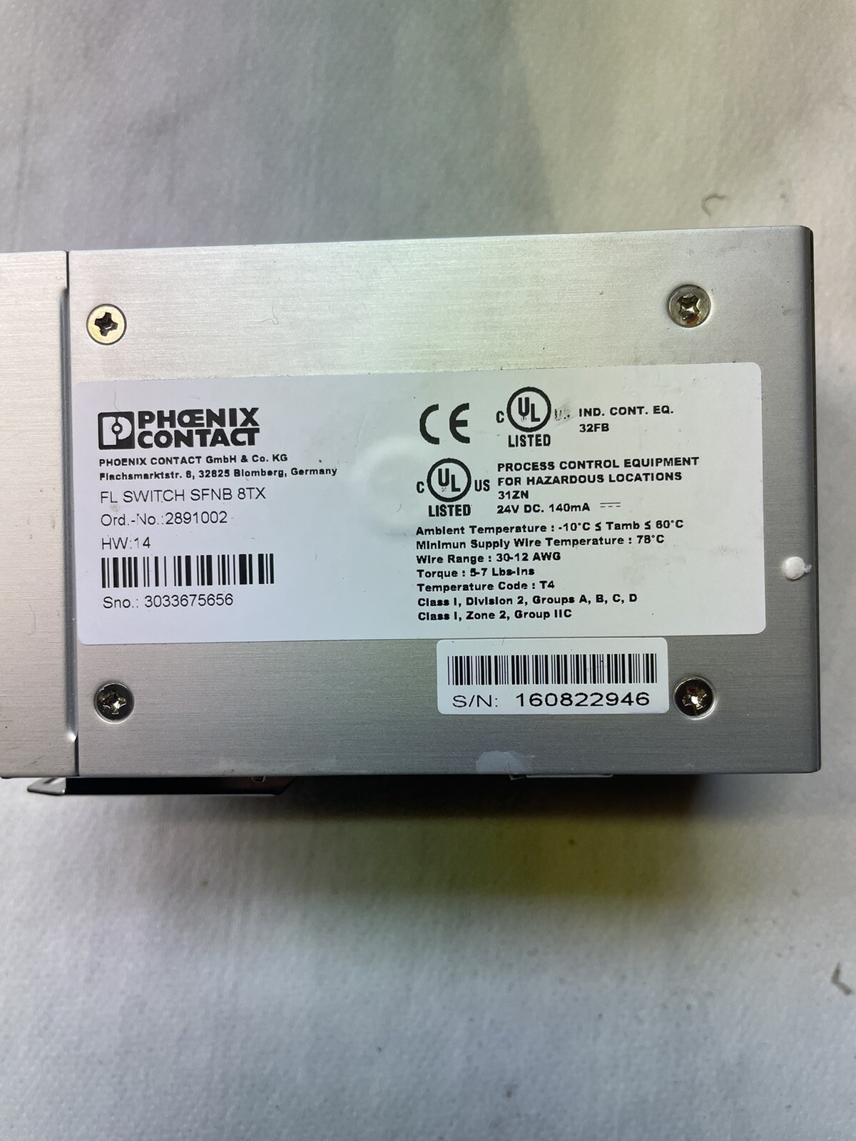 Phoenix Contact FL SWITCH SFNB 8TX ID No. 2891002 Ethernet - 24V | eBay UK