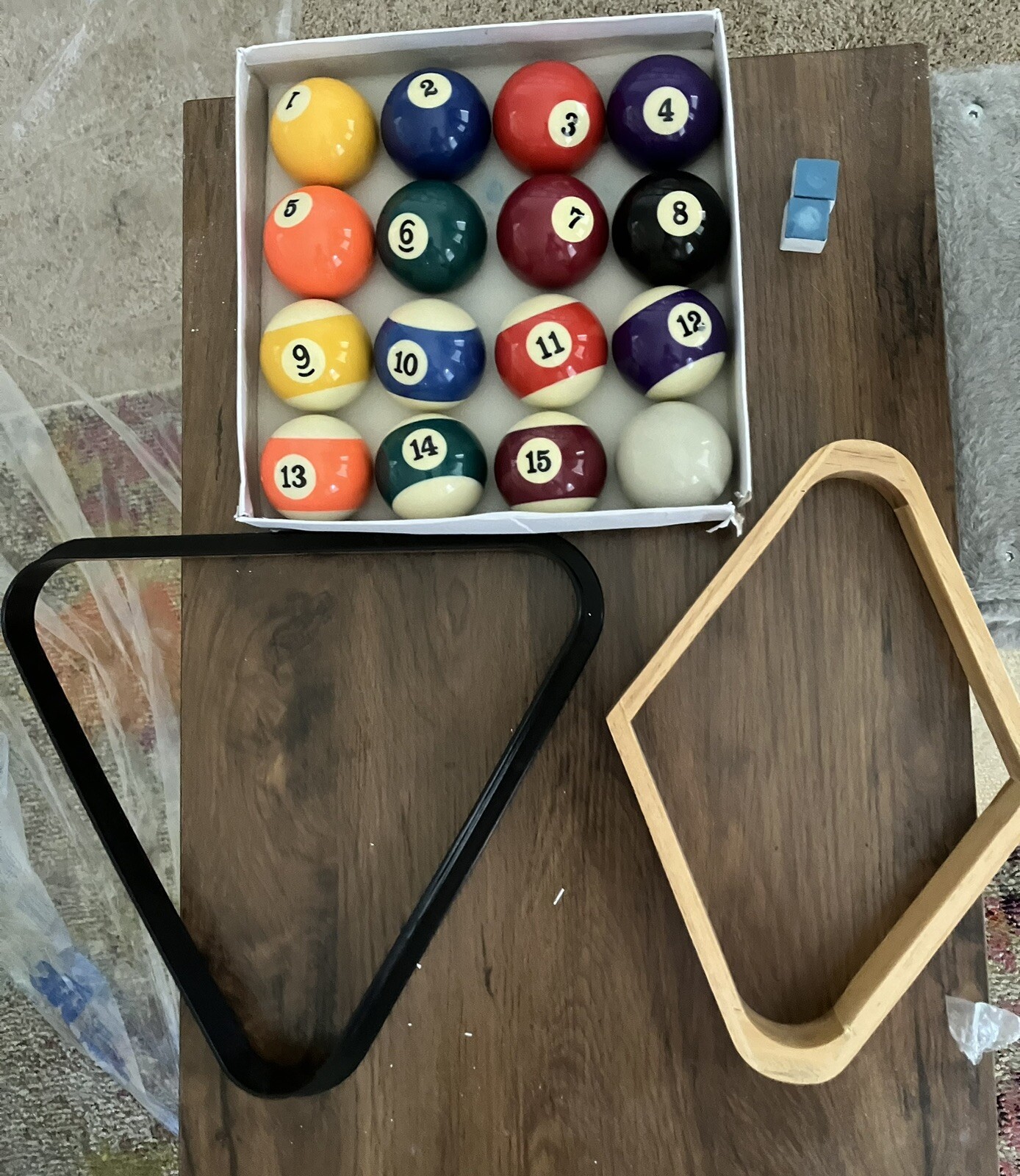 Pool Table Billiard Ball Set - Regulation Size 2-1/4" With 9 Ball Wood ...