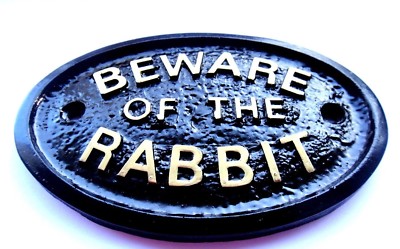 BEWARE OF THE RABBIT HOUSE DOOR PLAQUE WALL SIGN GARDEN BRAND NEW ...