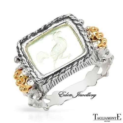 US$420 TAGLIAMONTE Ring Made in ITALY Venetian Glass 14K/925 Gold ...