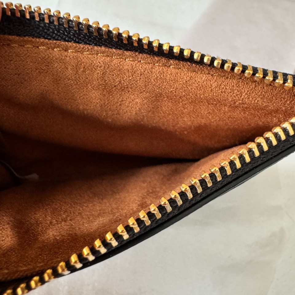 COACH Mini Id Skinny Case In Signature Brown Black Leather With Key ...