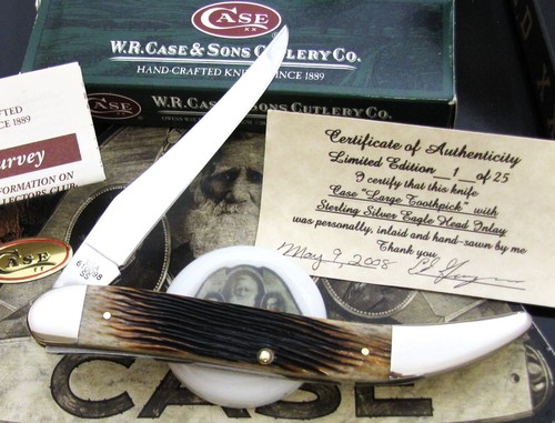 Case XX Large Toothpick Knife 2008 Sterling Silver Eagle Head Inlay 1 ...