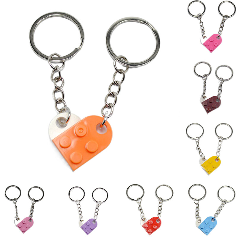 Cute Love Heart Building Block Keychains for Couples Women Separable ...