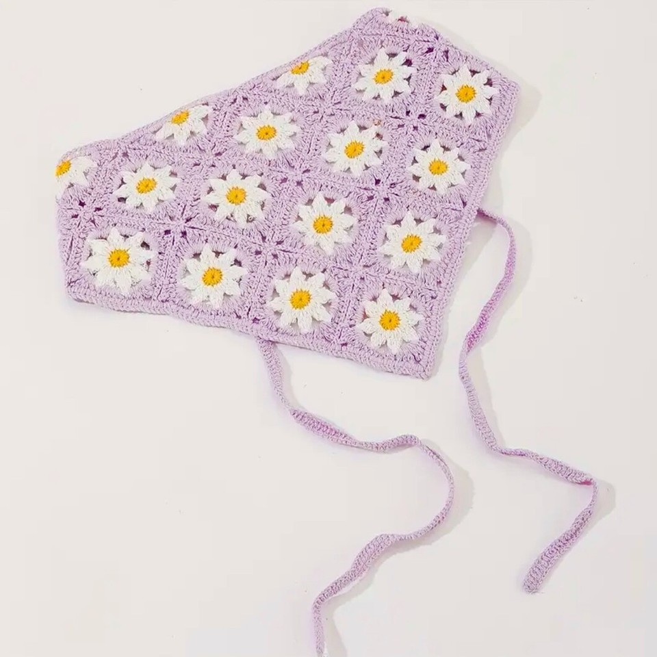 Crochet Bandana Headbands, Hippie Triangle Hairbands Boho Head Scarf ...