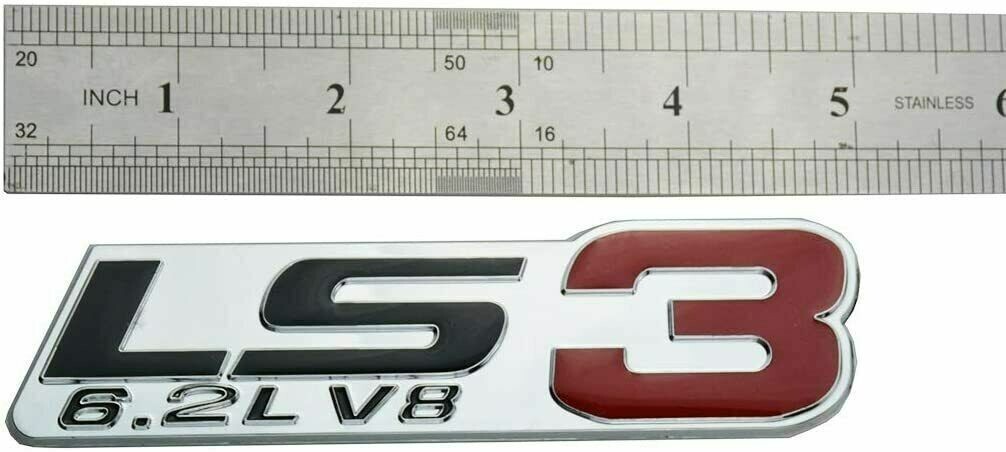 Pair New LS3/6.2L/V8 Bumper/Trunk/Engine/Hood Red Sticker Decal Emblem ...