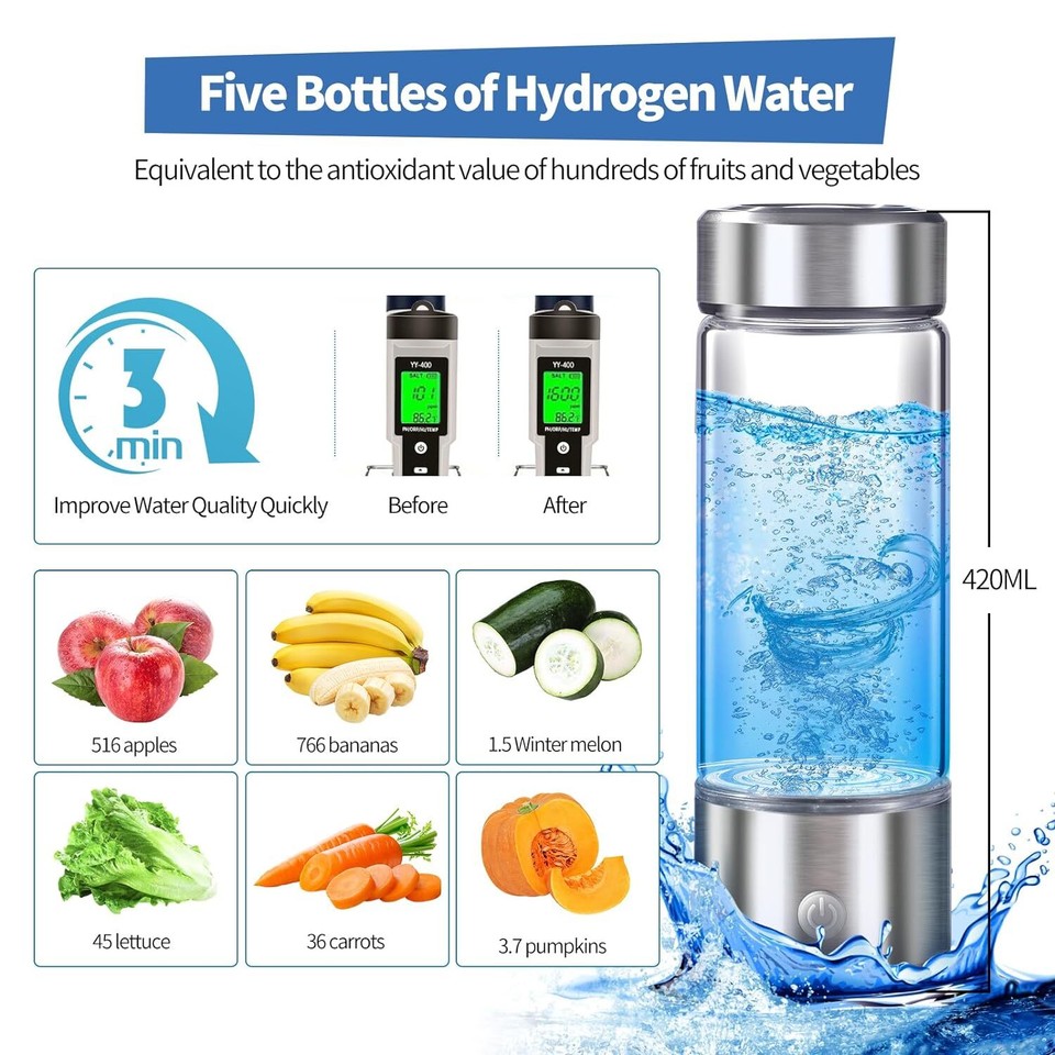 Portable Hydrogen Water Bottle Hydrogen Aqua Daily Equivalently Anti ...