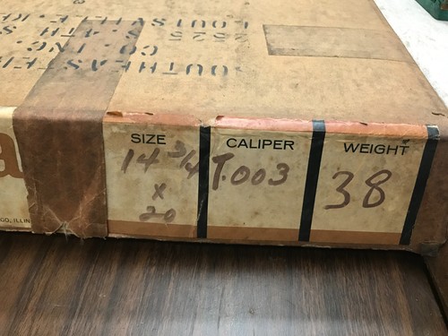 Cromwell Letterpress Tympan Paper-- 14-3/4 x 20" Width -- .003" Caliper ...