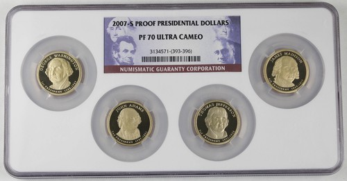 2007 S 1st, 2nd, 3rd & 4th Presidential Dollar 4 Coin Proof Set NGC PF ...