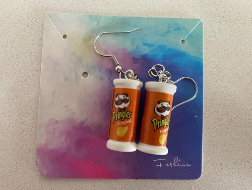 Potato Chip Dangle Earrings, Quirky Earrings, Novelty Funky Hooks, Food ...