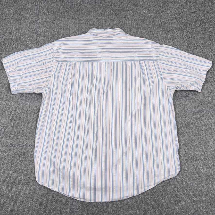Izod Mens XL Blue Pink Striped Short Sleeve Shirt MCM 50s 60s Preppy ...