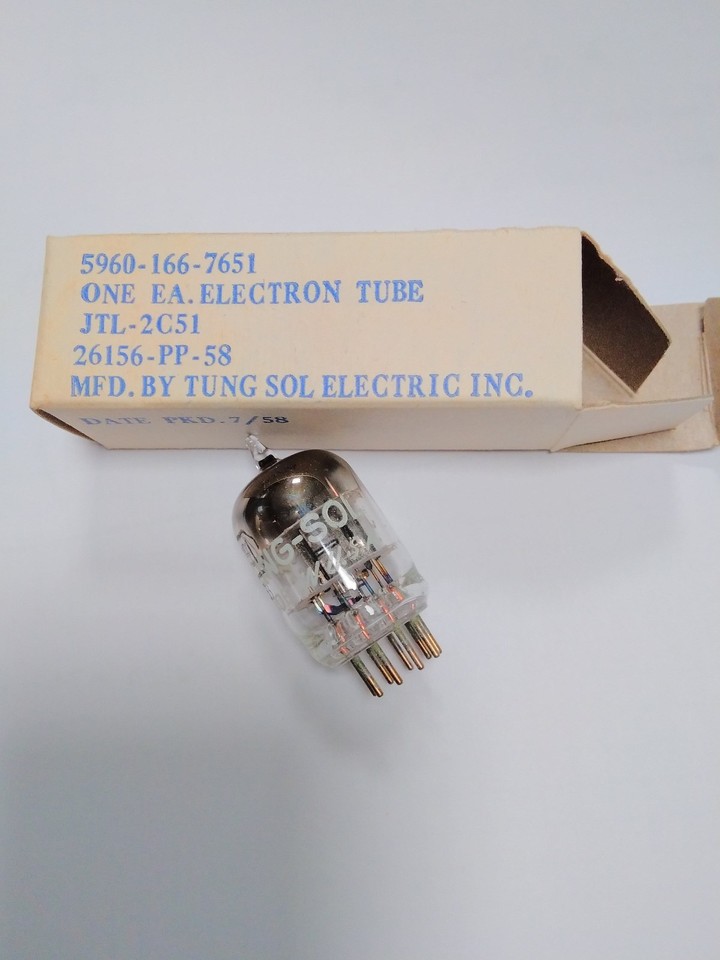 2C51 5670 5670W 2C 51 MFD.BY TUNG SOL ELECTRIC INC Lot 2 Pcs YEAR 1958 ...