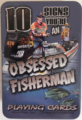 Signs you're an obsessed fisherman Playing Cards in tin New in plastic ...