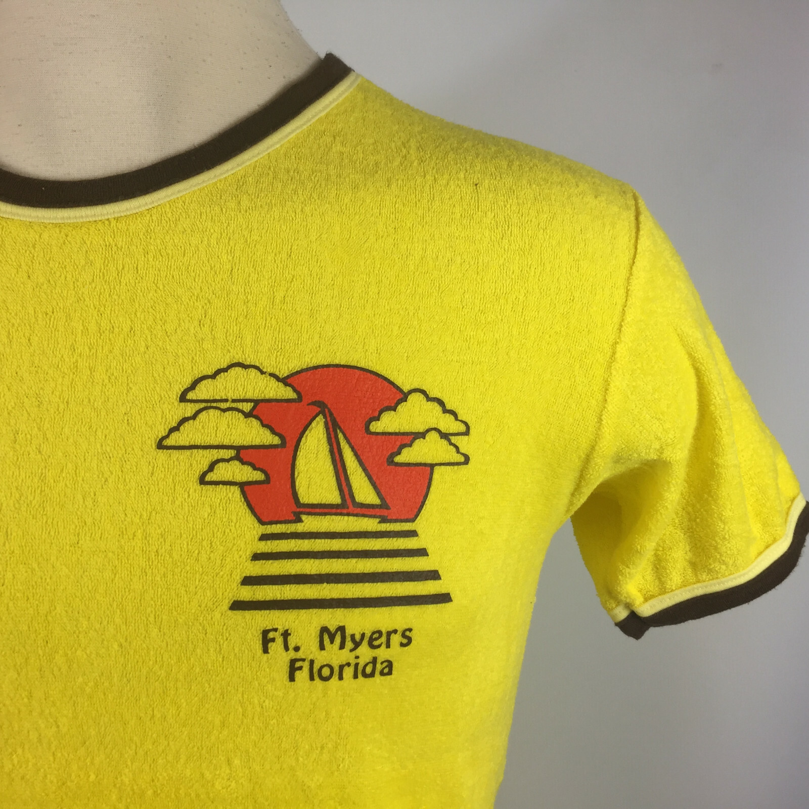 Vintage 70s 80s Terry Cloth Knit Texture Beach Swim S… - Gem