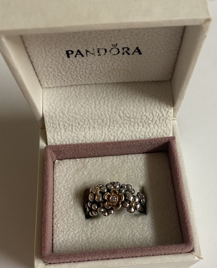 Pandora Flower Bouquet Ring 925 Silver ALE 14k Gold D… - Gem
