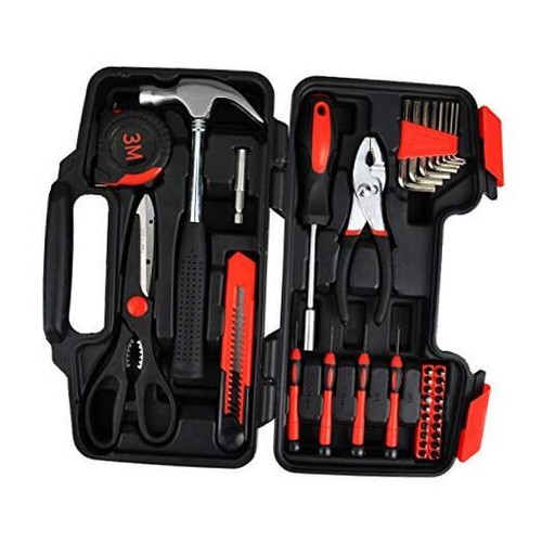 39-Piece Household Tools Kit - Small Basic Home Tool Set with Plastic ...