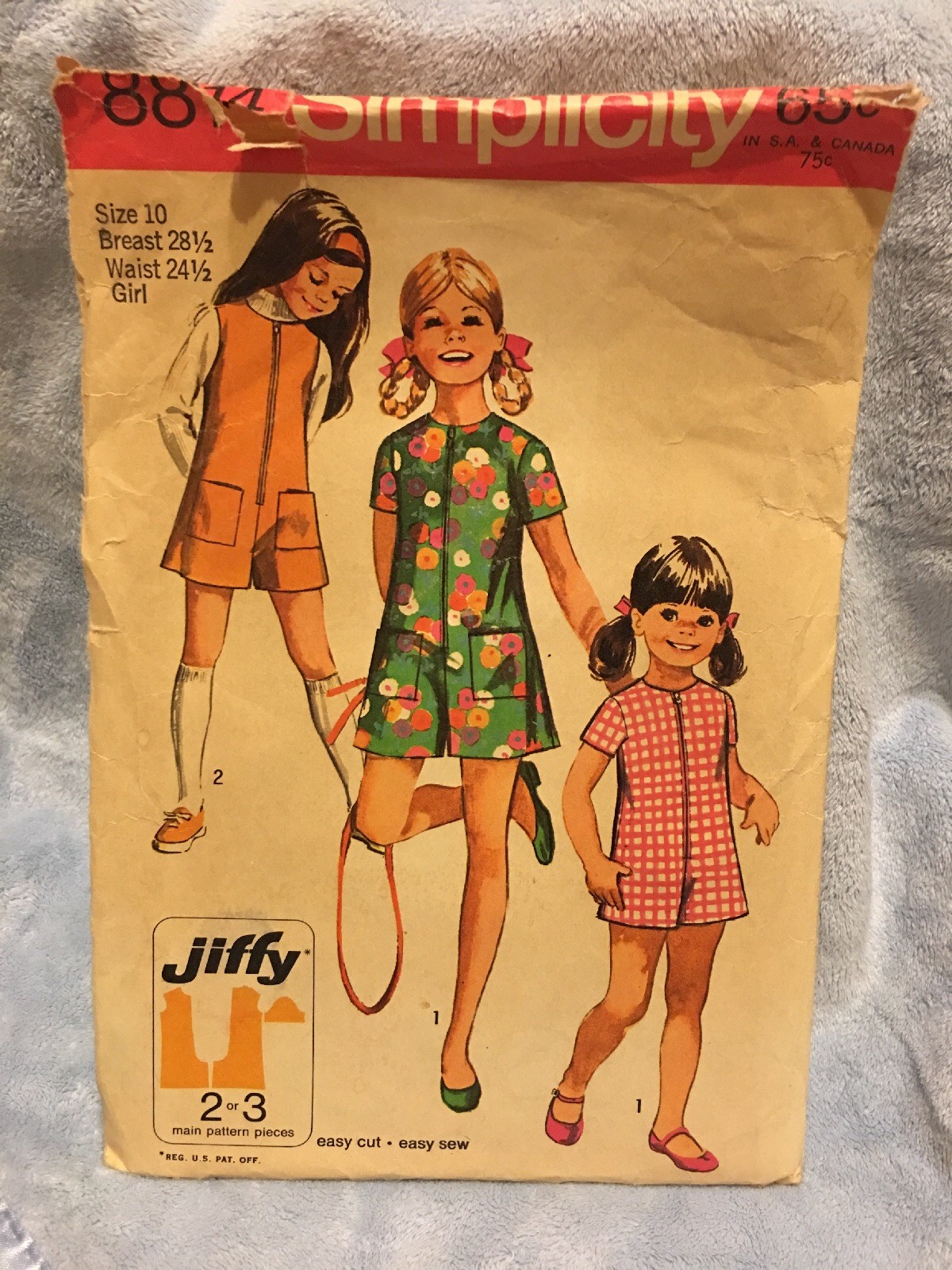 simplicity pattern 8814 Vintage Girls Jiffy Pant-Dress sz 10 from 1970 ...
