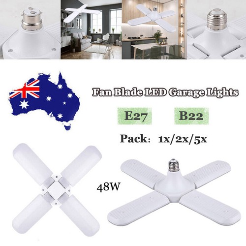 B22/E27 LED Folding Fan Light Bulbs Deformable Ceiling Lamp Fan Blade ...