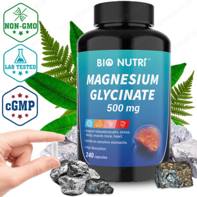 BEST MAGNESIUM GLYCINATE 500 MG – 240 Capsules– HIGH ABSORPTION PURE ...