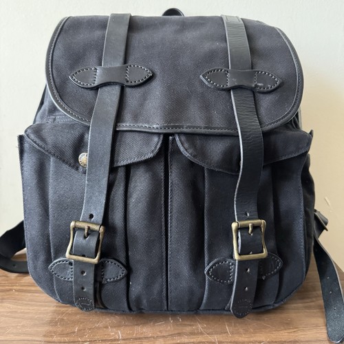 Filson USA 70262 Rugged Twill Rucksack Black Bridle Leather Backpack ...