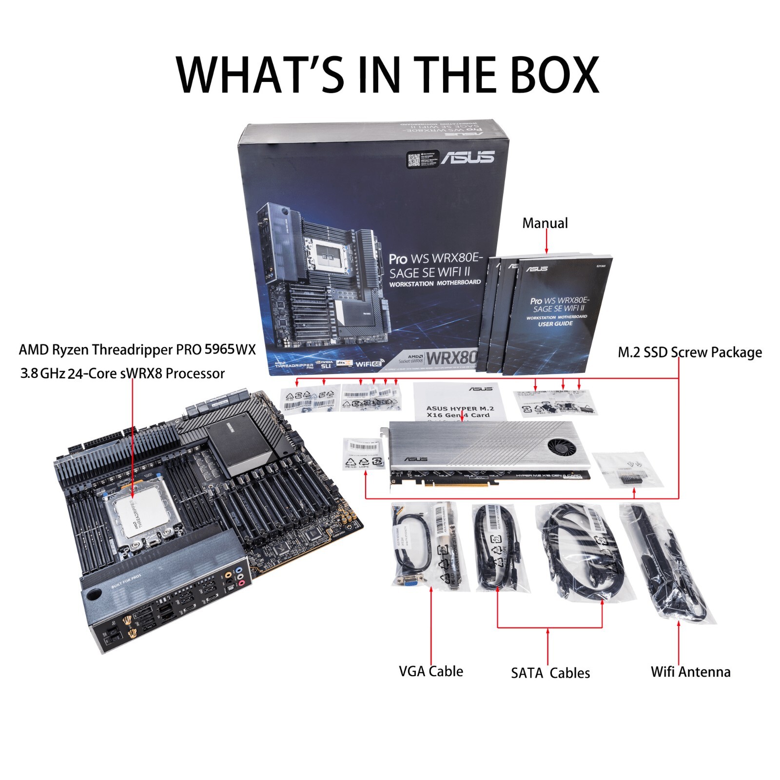Asus WS WRX80E-SAGE SE WIFI II Desktop Motherboard - AMD WRX80 Chipset ...
