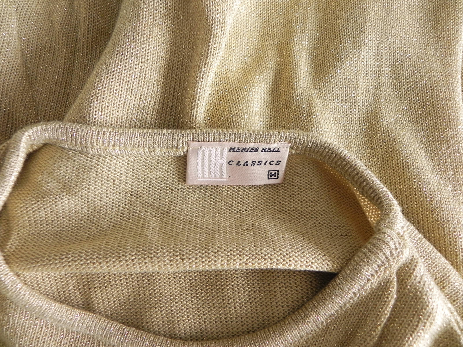 Merien Hall Classics Tunic Sweater Metallic Gold Long Sleeve Loose Fit ...