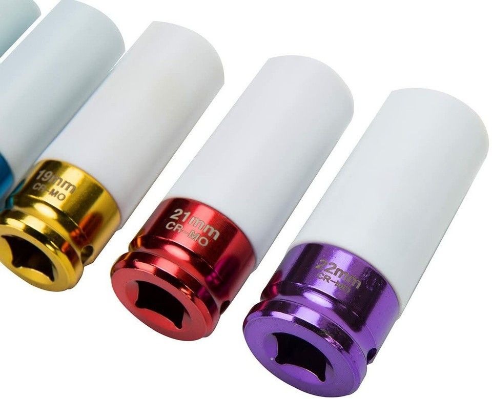 5PCS 1/2” Inch Impact Drive Lug Nut Socket Non-Marring Thin-Walled 5 ...