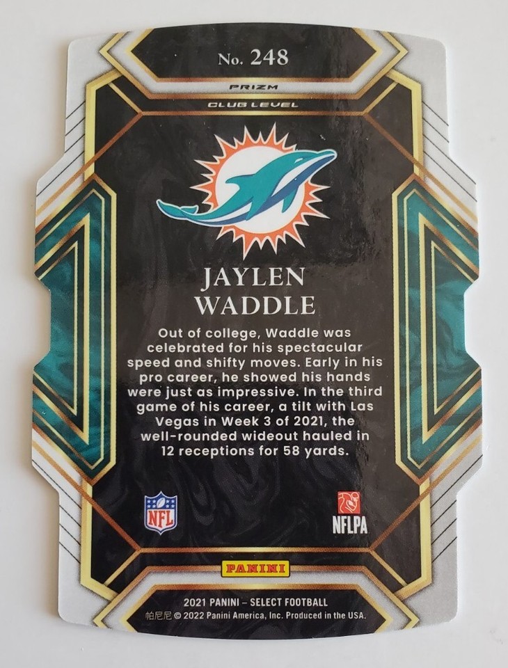 2021 Panini Select #248 Jaylen Waddle CLUB LEVEL RC BLACK & GOLD PRIZM ...