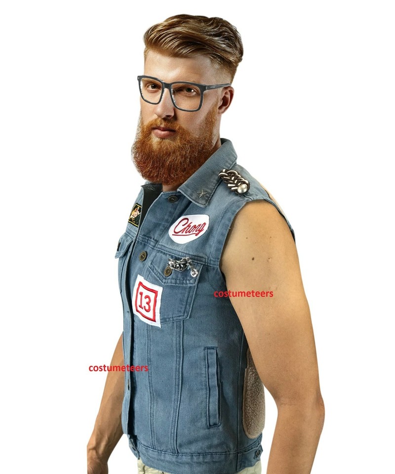 TOMMY CHONG VEST with PINS denim waistcoat cheech Up In Smoke costume ...