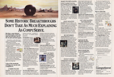 1985 CompuServe: Some Historic Breakthroughs Vintage Print Ad | eBay