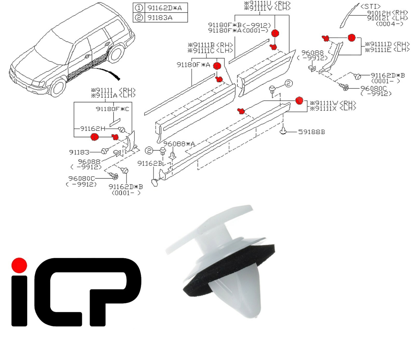 5x Door Protector Trim Clips Fits: Subaru Forester 96-02 SF5 STi STB S ...