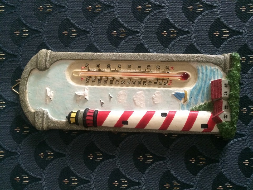 Red and White Striped Lighthouse with Seagulls Thermometer | eBay