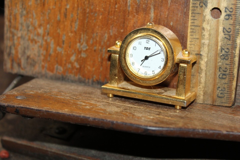 Vintage Miniature Brass Mantle Clock TDE Quartz Japan UNTESTED | eBay