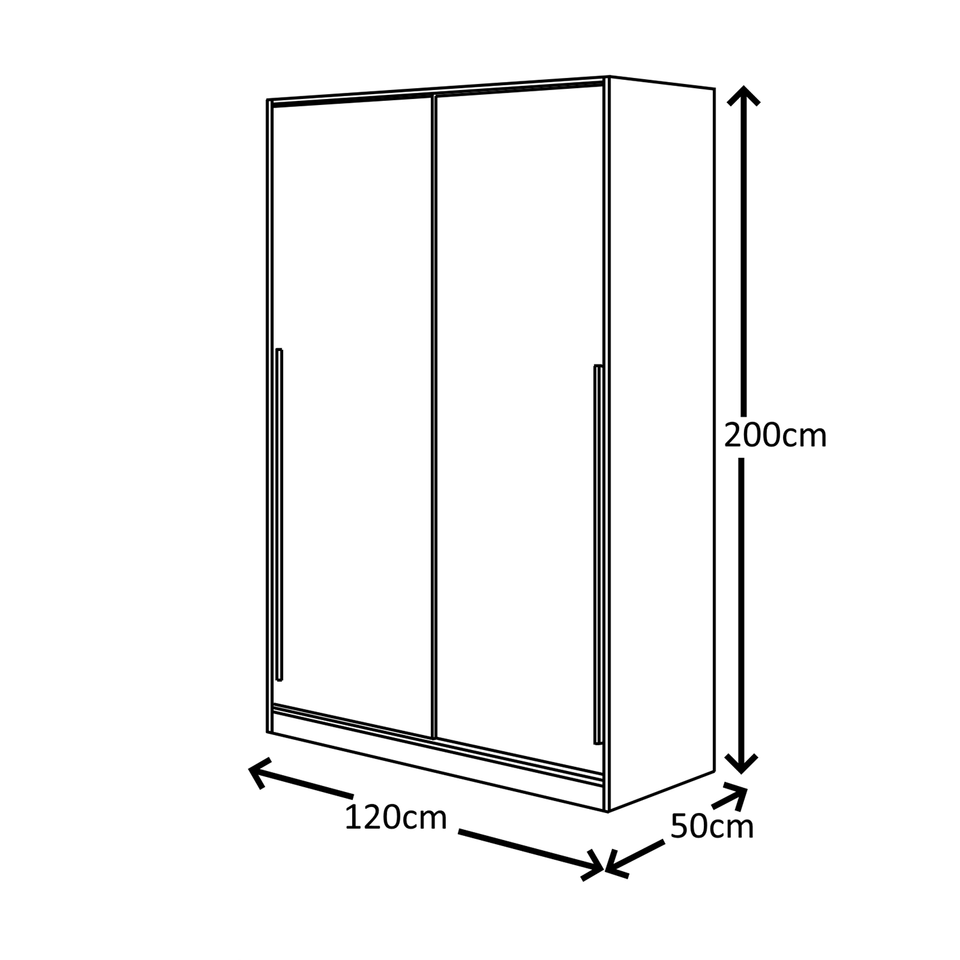 TOP 2 Door Sliding Wardrobe in White and White Oak Effect 120cm Wide ...