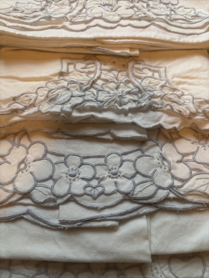 VTG Lot 5 Pillowcase Battenburg Lace 100% Cotton White W/blue Pillow ...