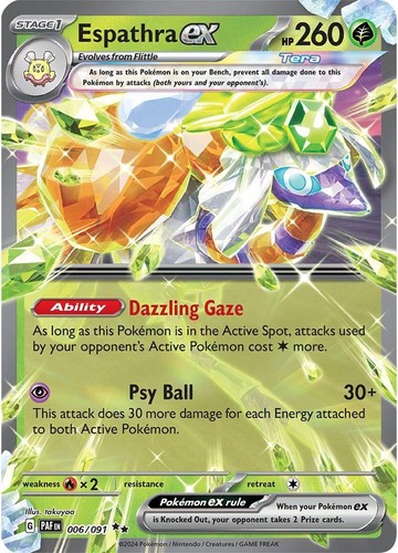 Espathra EX 006/091 Double Rare Tera | Paldean Fates | Pokémon TCG NM ...
