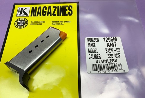 TRIPLE K 1296M AMT BACKUP 380 BACK UP 5 RD STAINLESS STEEL MAG MAGAZINE ...